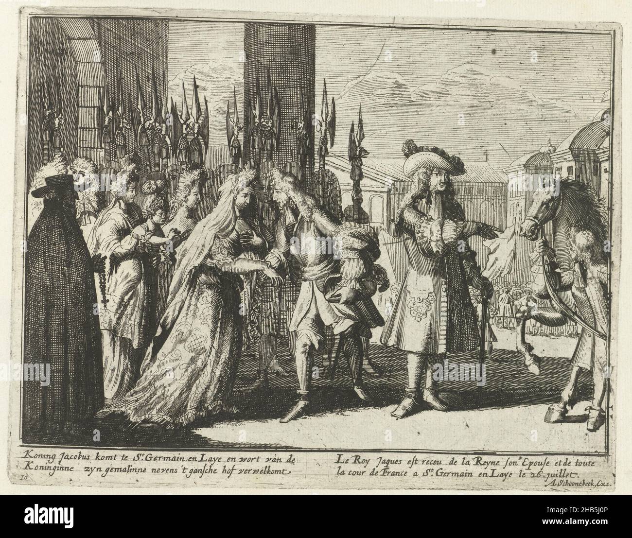James II arrive à Saint-Germain-en-Laye, en 1690, le roi James arrive à ...