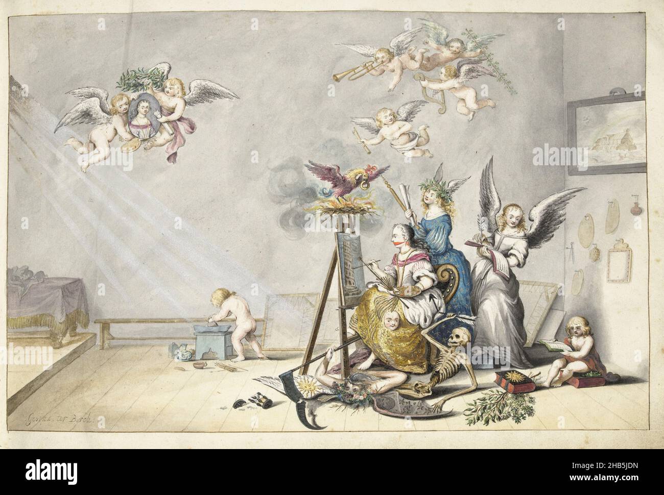 La victoire de la peinture sur la mort, dessinateur: Gesina ter Borch ...