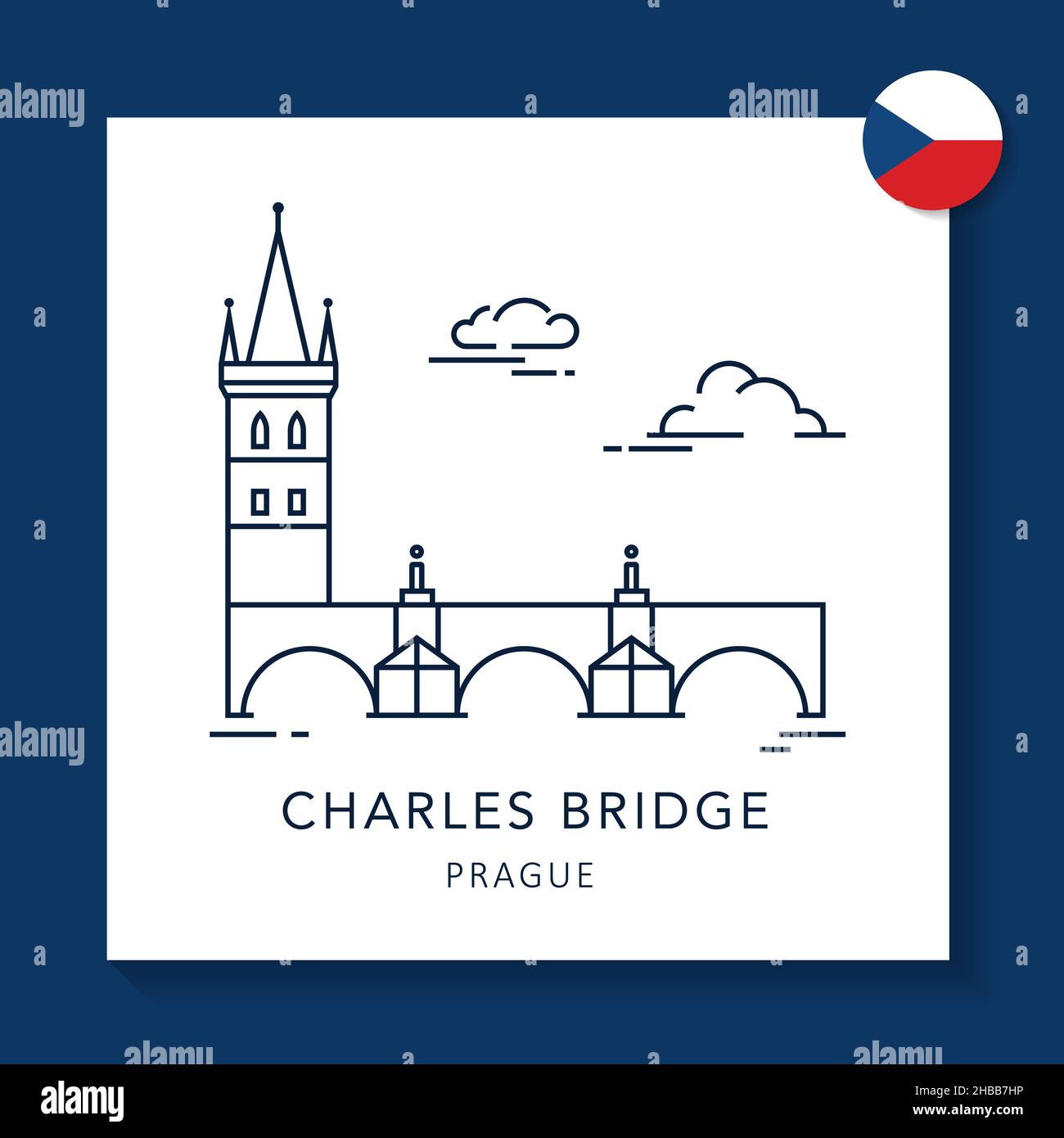 Le point de repère de Prague est le pont Charles de style linéaire avec ...