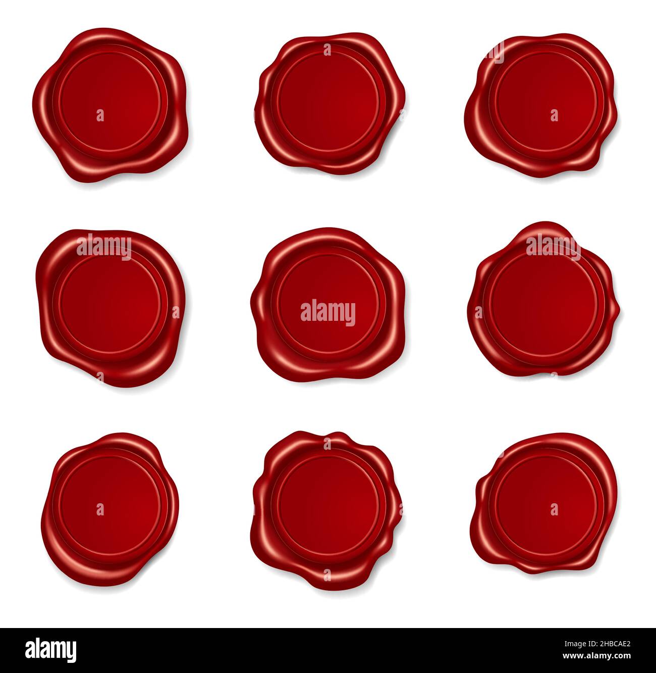 Joint en cire rouge réaliste, tampons d'étanchéité ronds.Tampon d ...