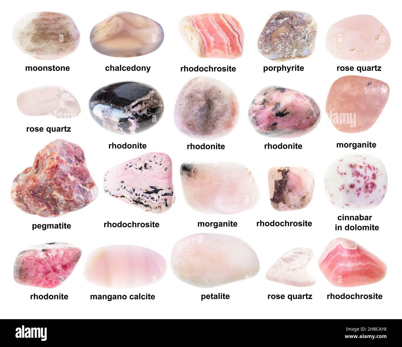 ensemble de plusieurs pierres roses tumullées avec noms découpés sur ...