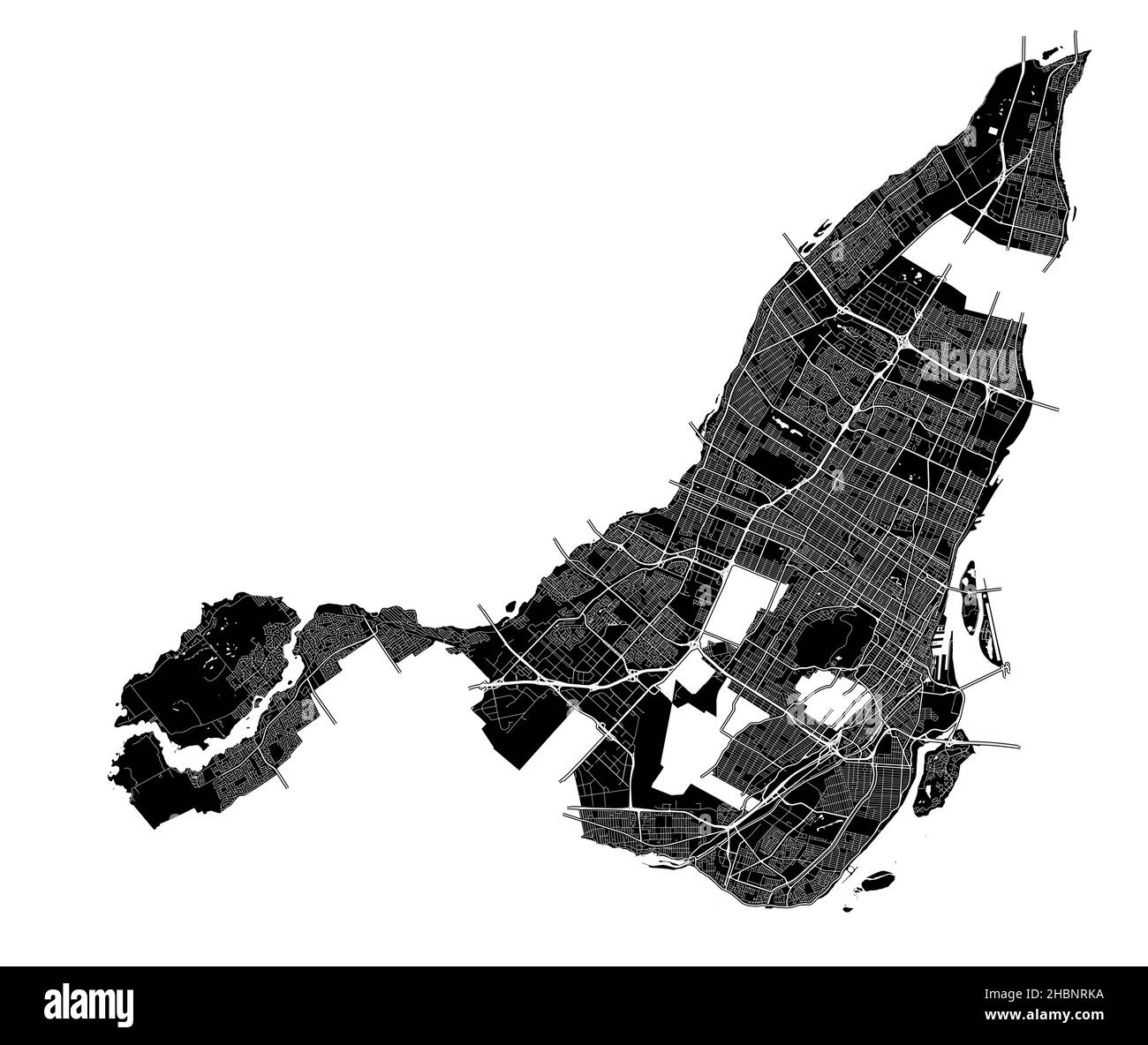 Montréal, Canada, carte vectorielle haute résolution avec limites de la ...
