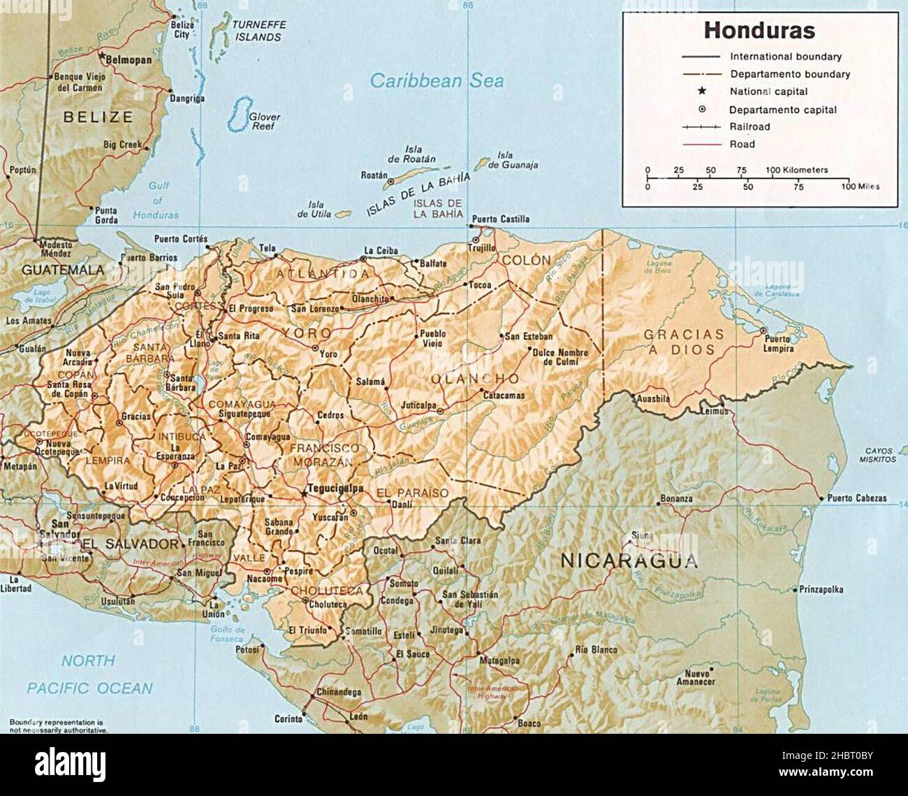 Mapa de relieve de honduras Banque de photographies et d’images à haute ...