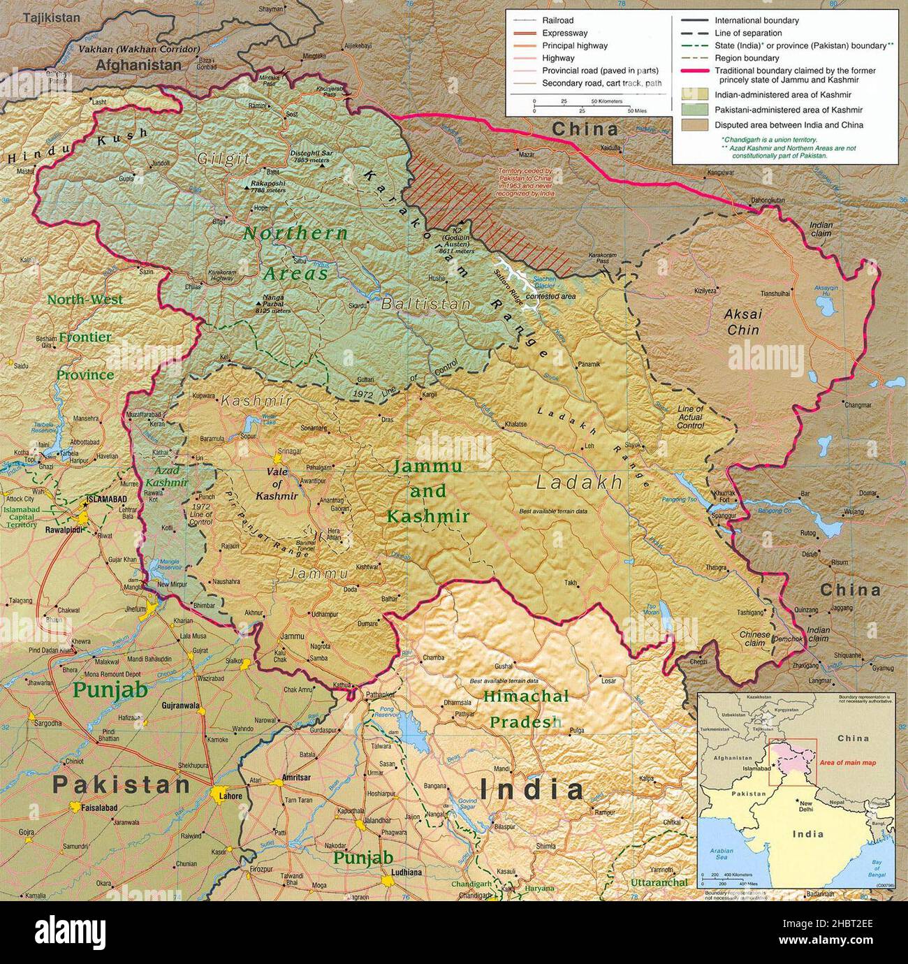 Carte historique du cachemire Banque de photographies et d’images à ...