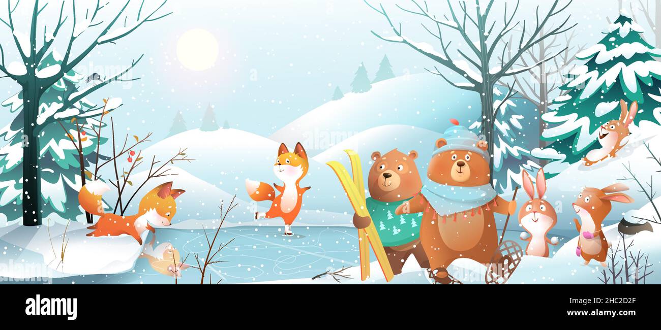 Renard dans la neige Banque d'images vectorielles - Alamy