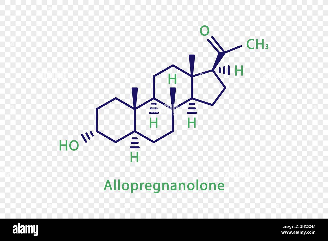 Formule chimique de l'alloprégnanolone.Formule chimique structurale de ...