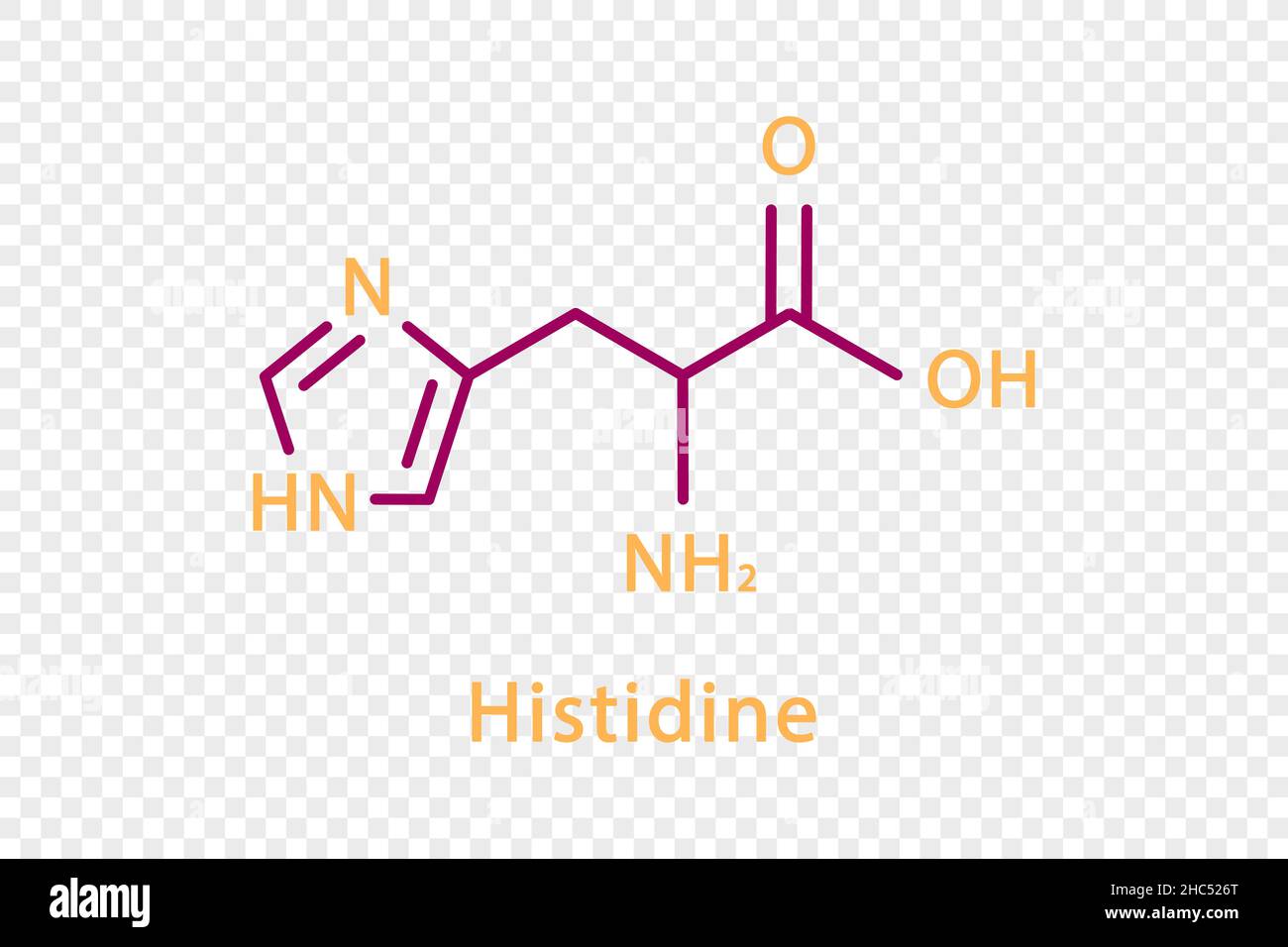 Formule chimique d'histidine.Formule chimique structurale de l ...