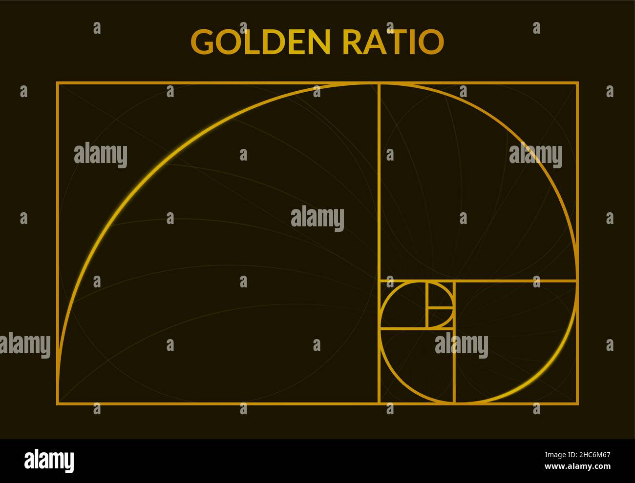 Golden fibonacci nombre, section dorée, affiche de proportion en ...