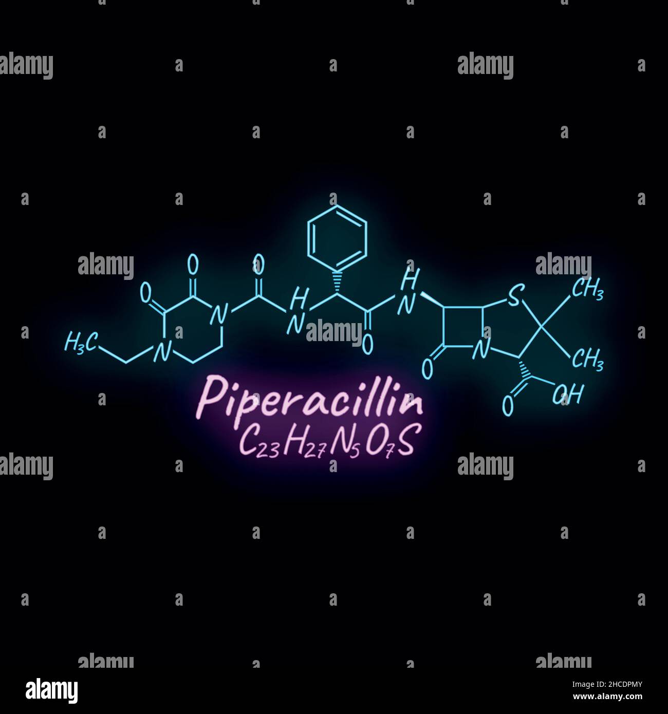 Formule et composition chimique antibiotique de pipéracilline, concept ...