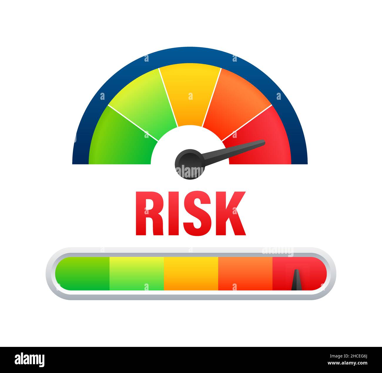 Icône risque au compteur. Compteur à haut risque. Vector illustration ...