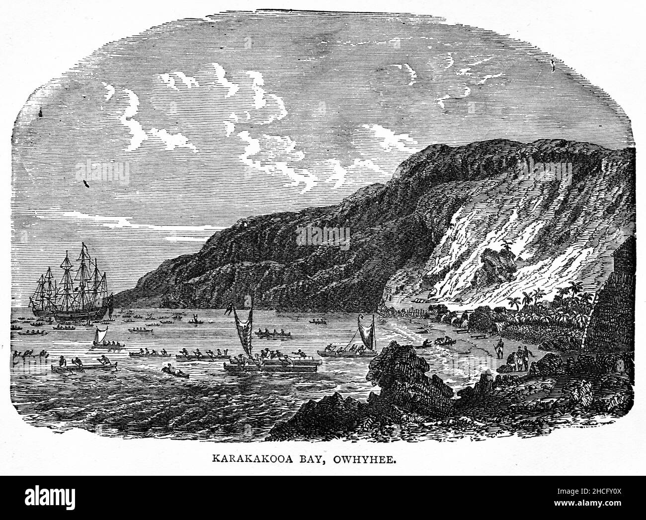 Gravure du capitaine james cook Banque d'images noir et blanc - Alamy