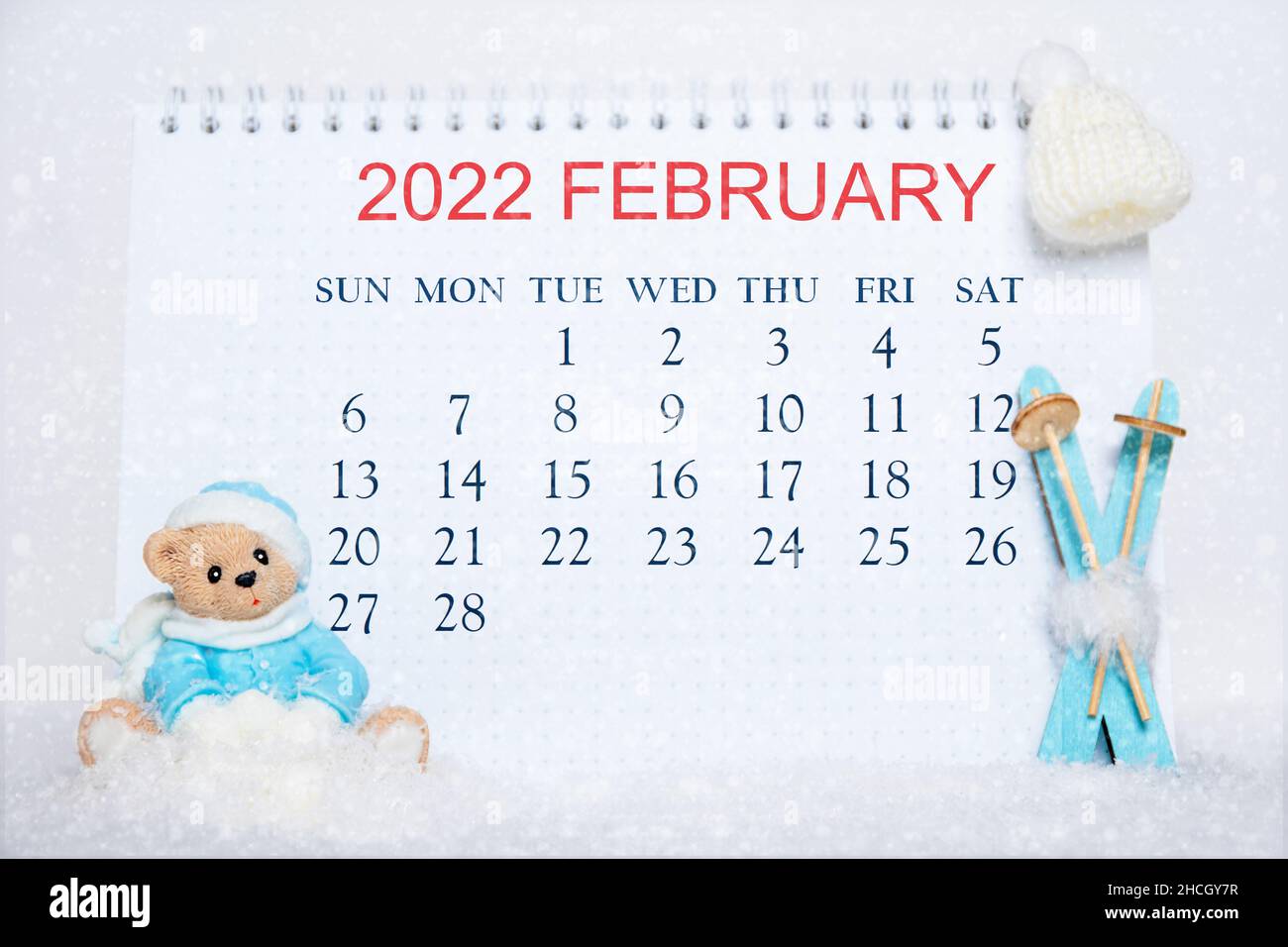 Calendrier du mois de février 2022 Banque de photographies et d’images ...