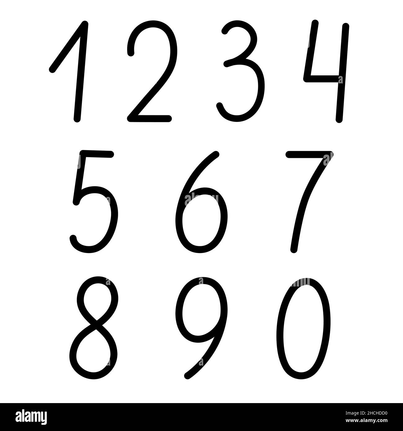 Petits chiffres noirs style Doodle illustration vectorielle, un, deux ...