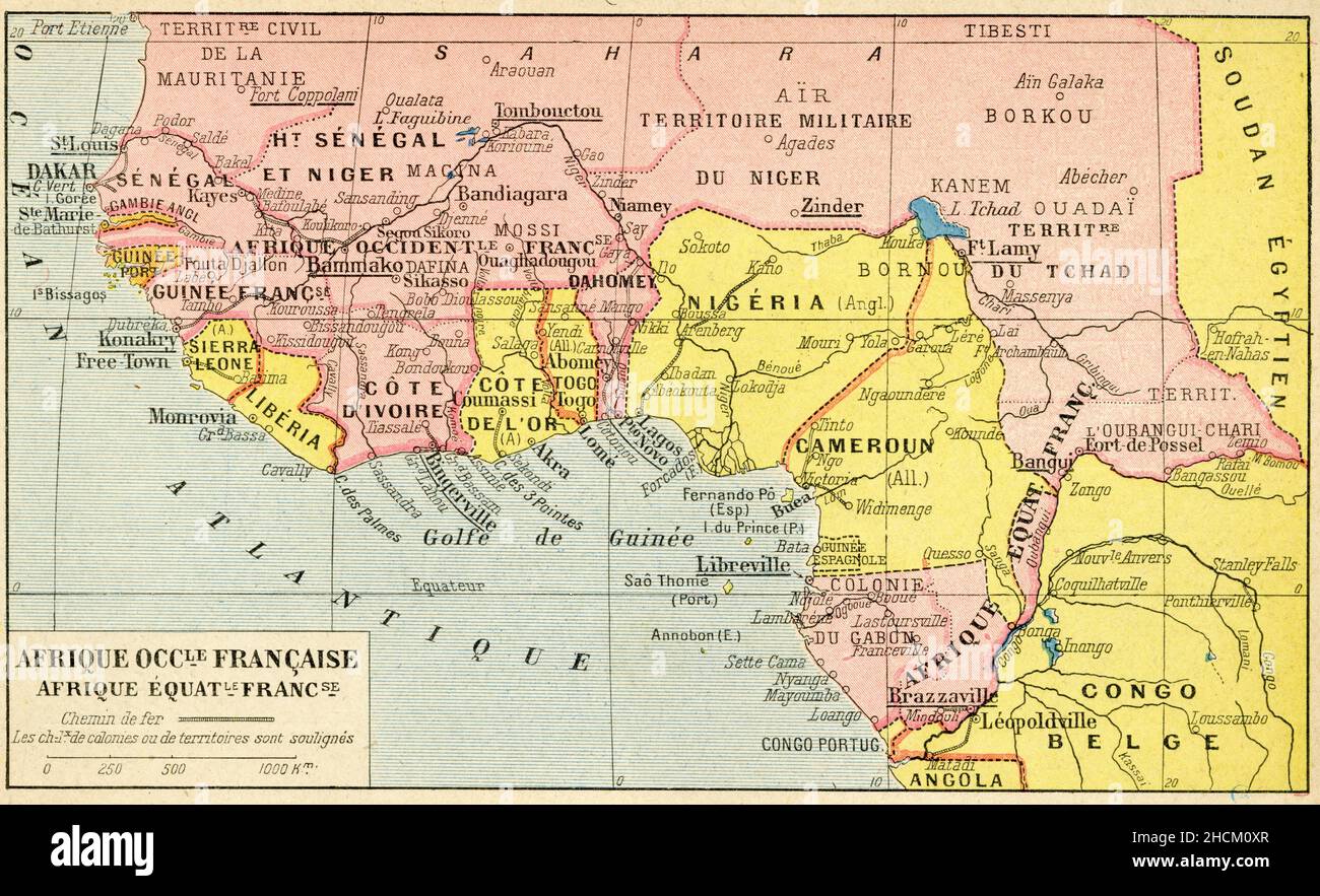 CARTE ANCIENNE, AFRIQUE OCCIDENTALE FRANÇAISE. AFRIQUE ÉQUATORIALE ...