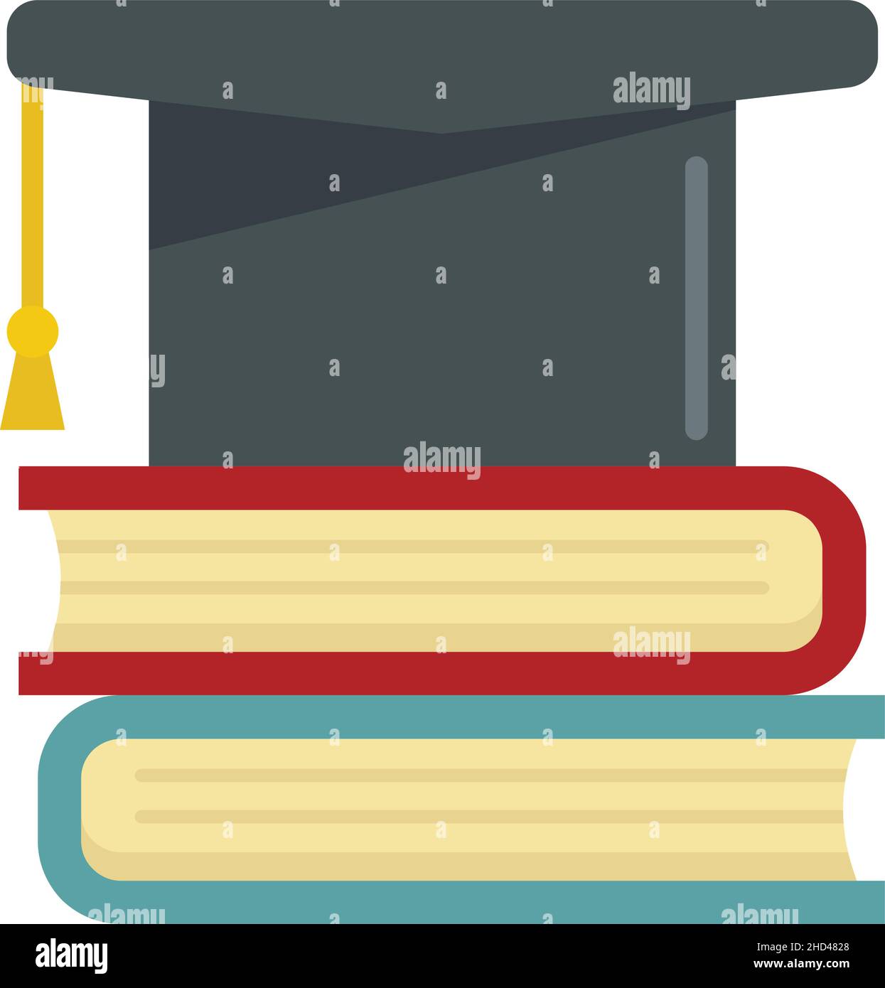 Icône de chapeau gradué de la bibliothèque.Illustration plate de la ...