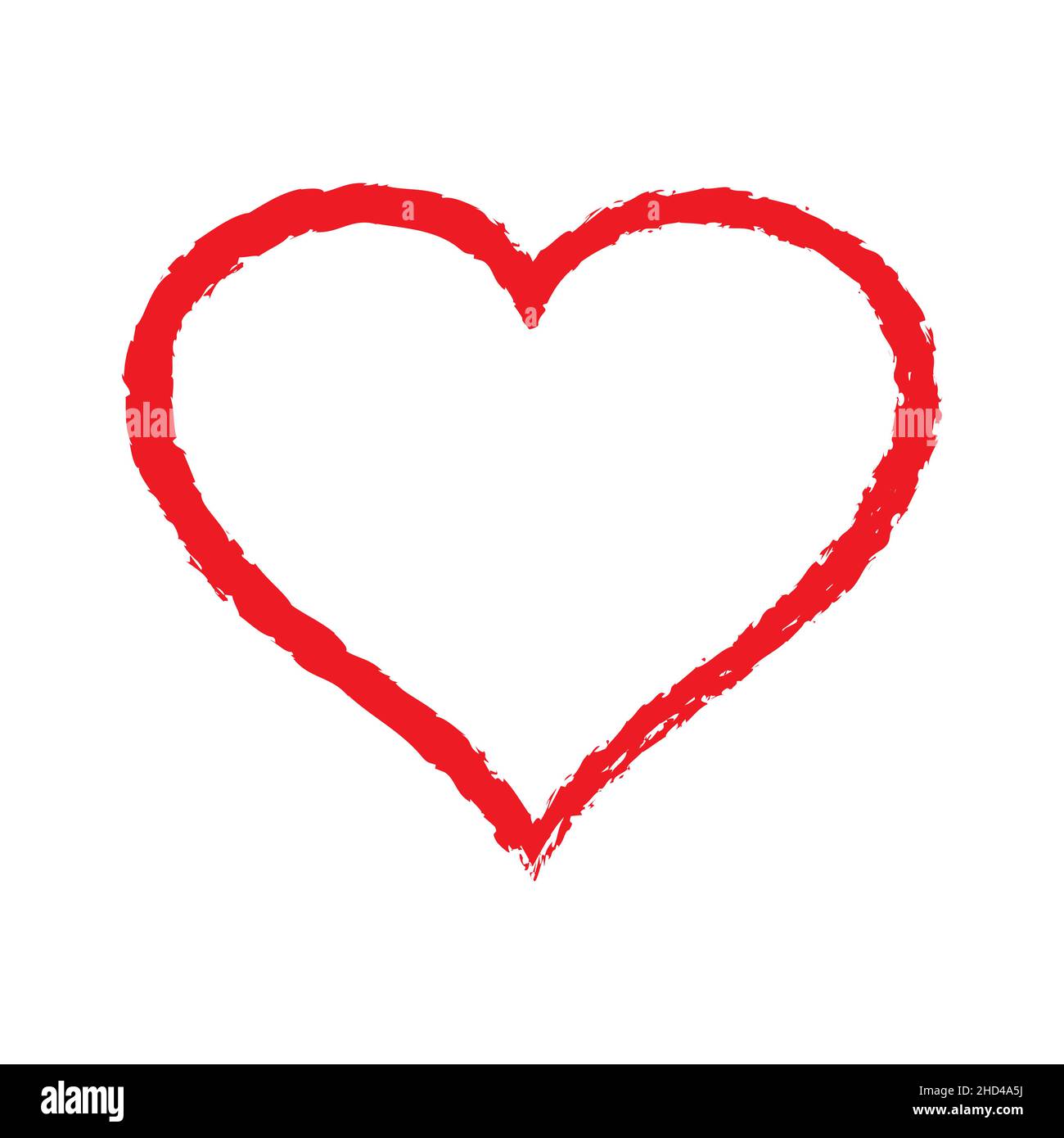Cœur rouge vecteur icône cadre pinceau dessin craie isolé sur fond ...