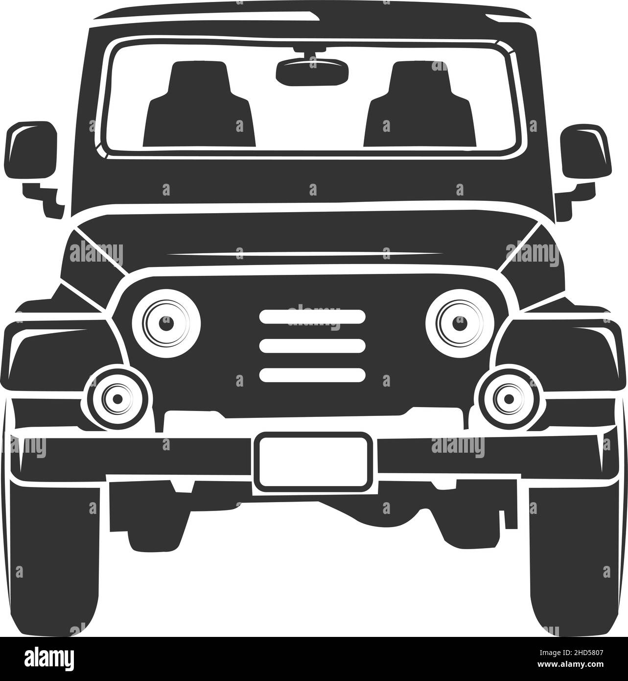 Logo de voiture militaire.Vue avant du véhicule utilitaire sport ...