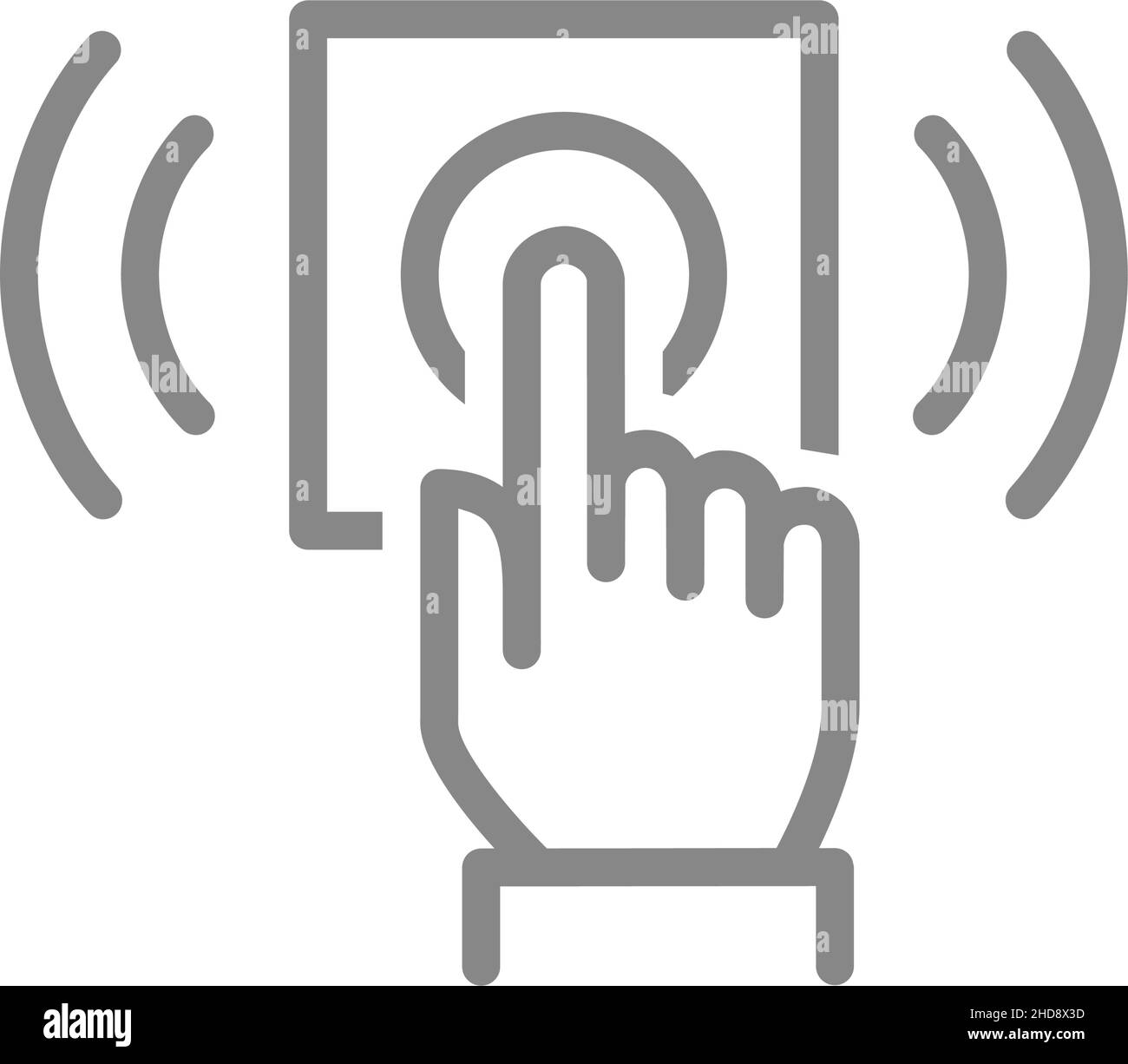Main avec icône de ligne de sonnette.Faire sonner le symbole de la ...