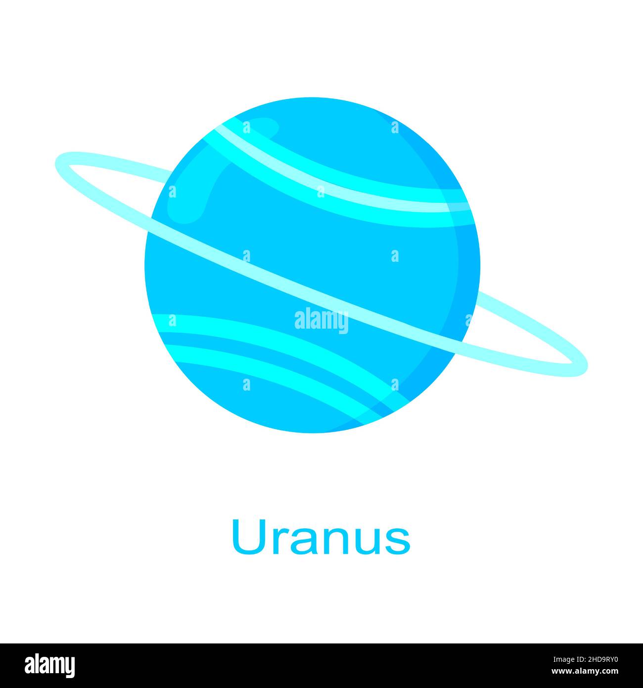 Icône de la planète Uranus avec le nom isolé sur fond blanc.Élément du système solaire ...