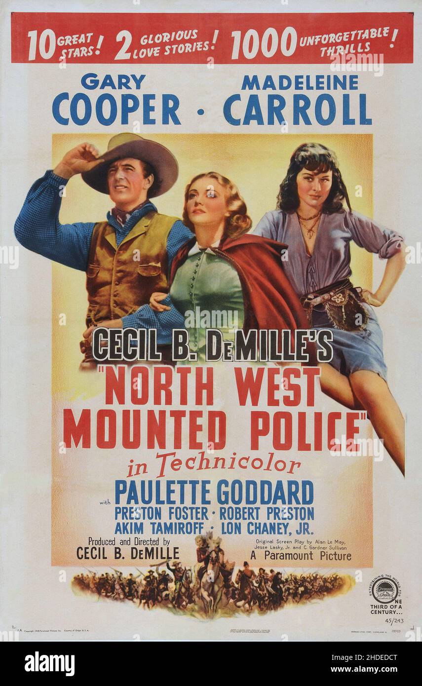 GARY COOPER, PAULETTE GODDARD ET MADELINE CARROLL DANS LA POLICE MONTÉE ...