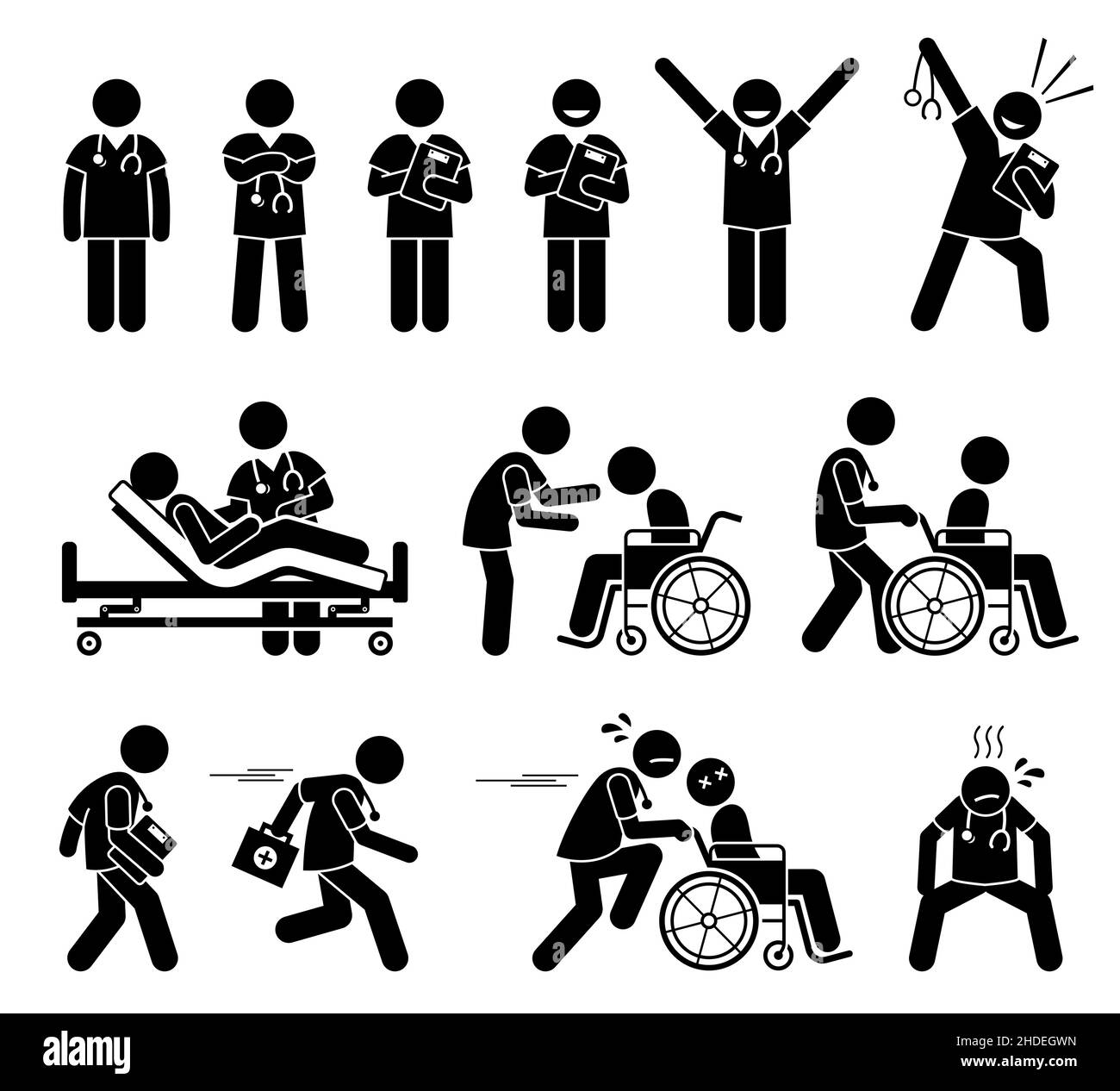 L'infirmière et le médecin traitant le tube du patient, figure icône de ...