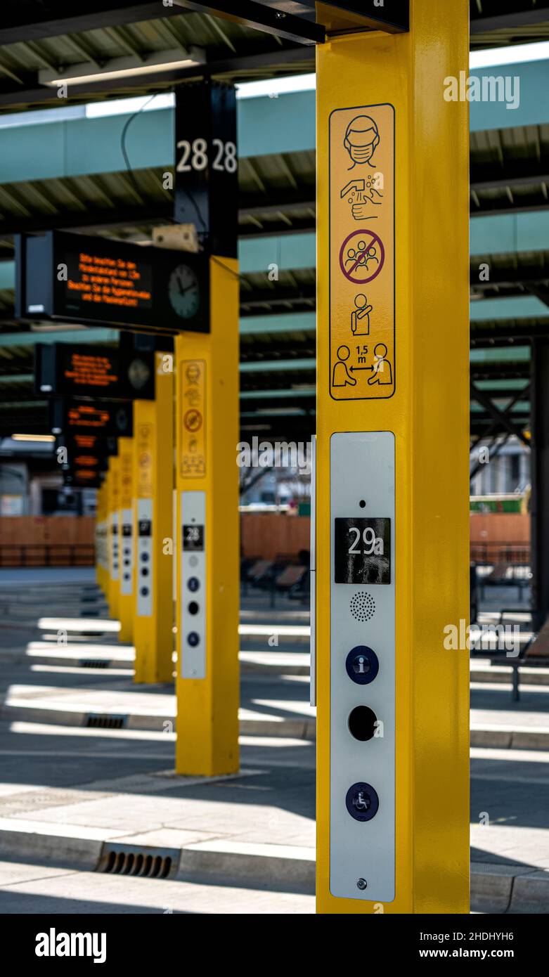 Pictogramme, gare routière, gare routière centrale, virus corona ...