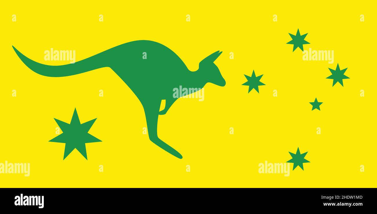 drapeau australien alternatif vert et or jaune avec silhouette de ...