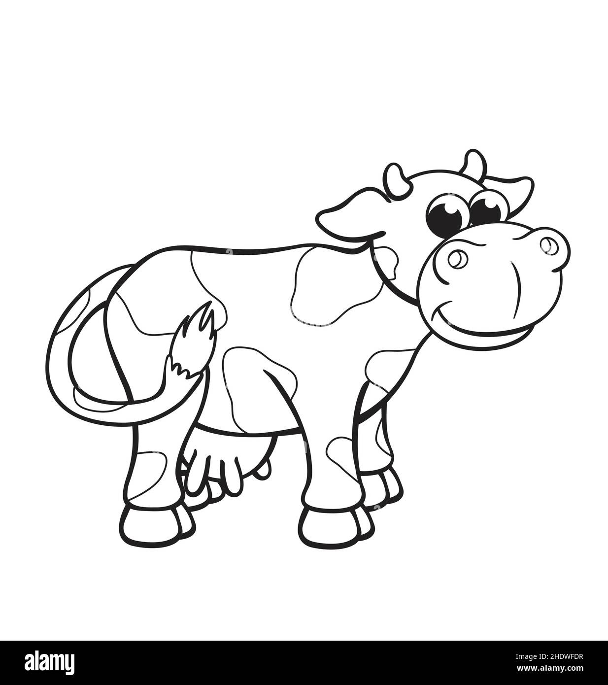 Mignon sourire dessin animé ferme laitière vache pour colorer la ...