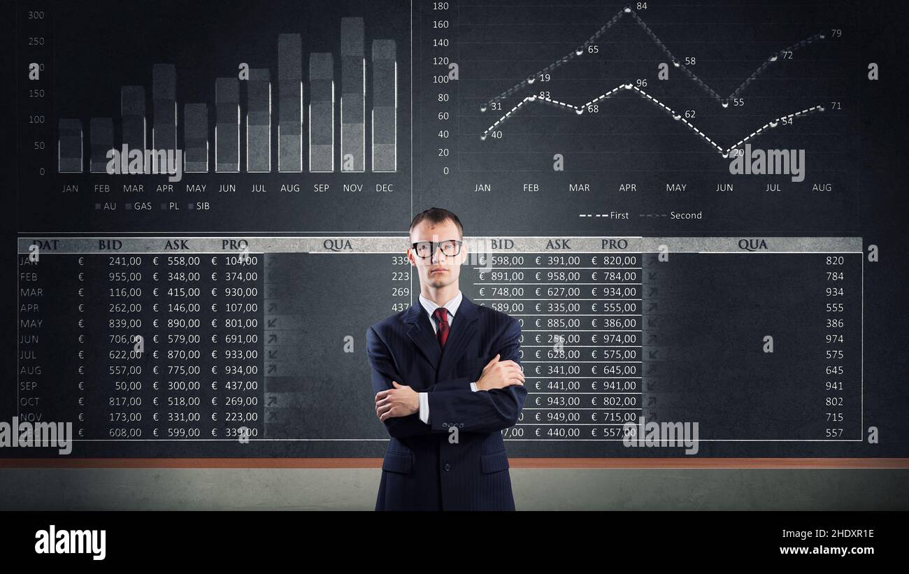 économie, diagramme, tendances des prix, courbe de croissance ...