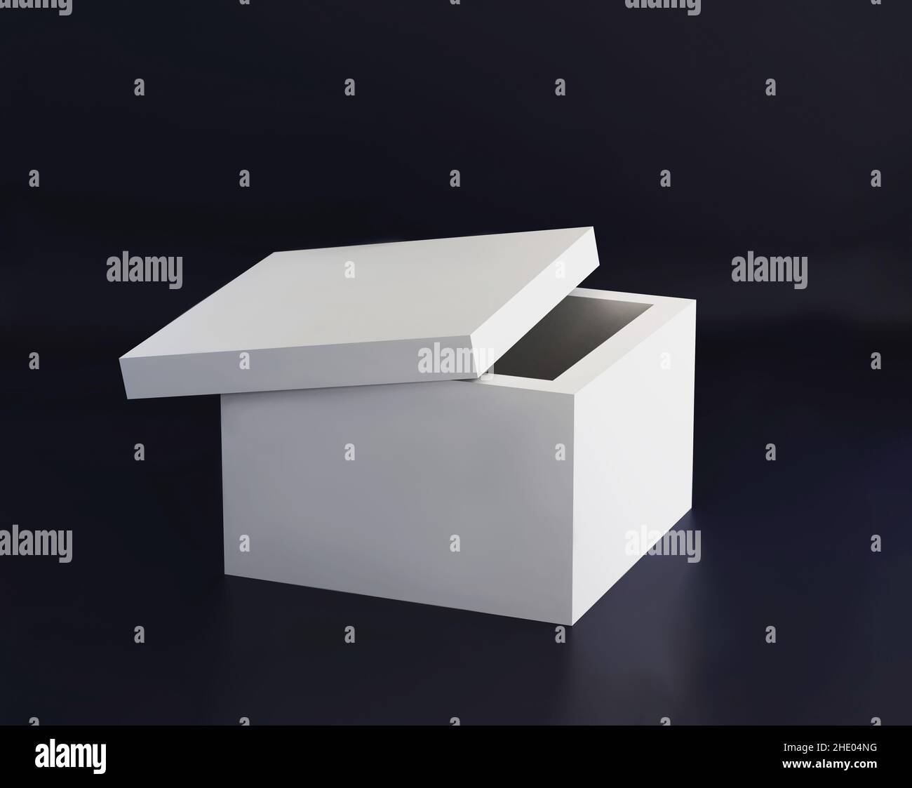 Boîte ouverte simple en carton blanc vierge avec couvercle, 3D rendus ...