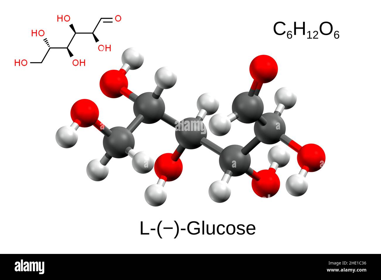 Formule chimique, formule structurale et modèle bille-bâton 3D de L ...