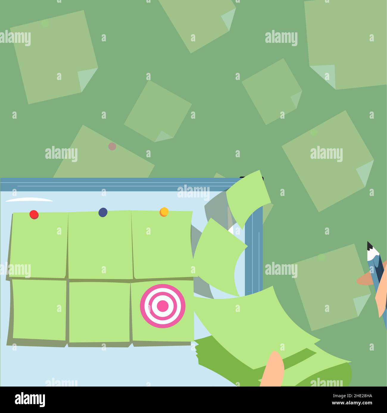 Toile de fond présentant des notes autocollantes papier écrit mains ...