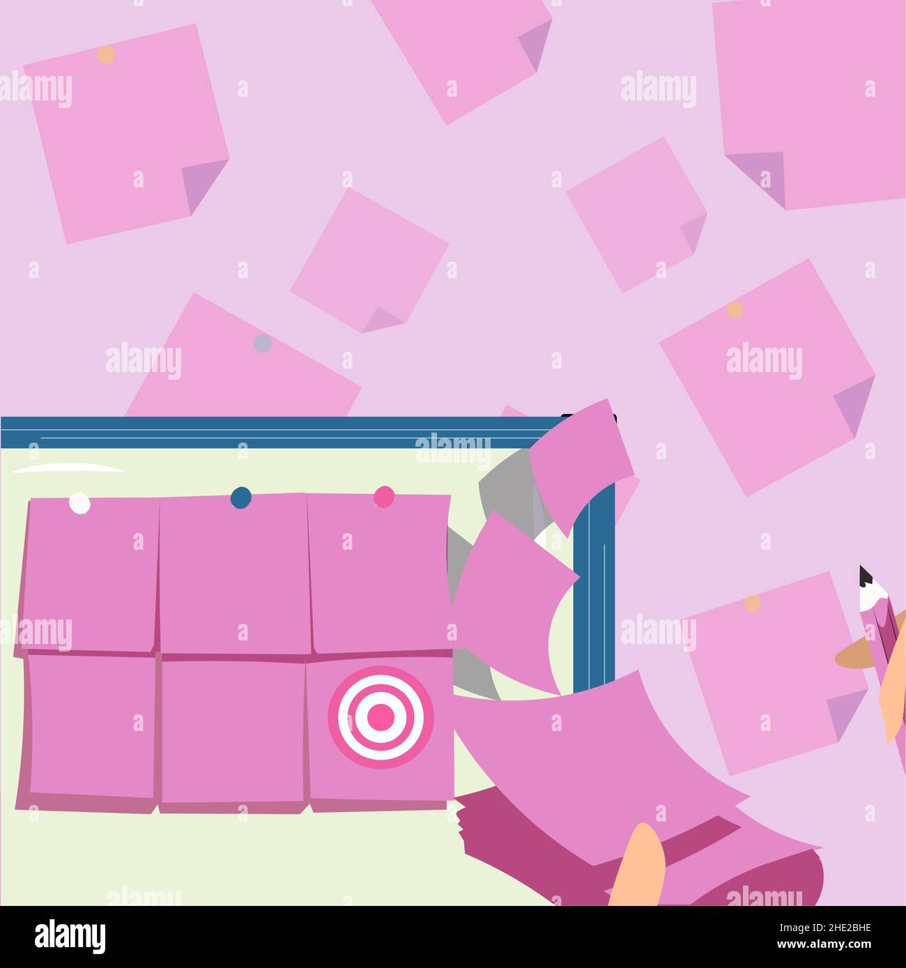 Toile de fond présentant des notes autocollantes papier écrit mains ...