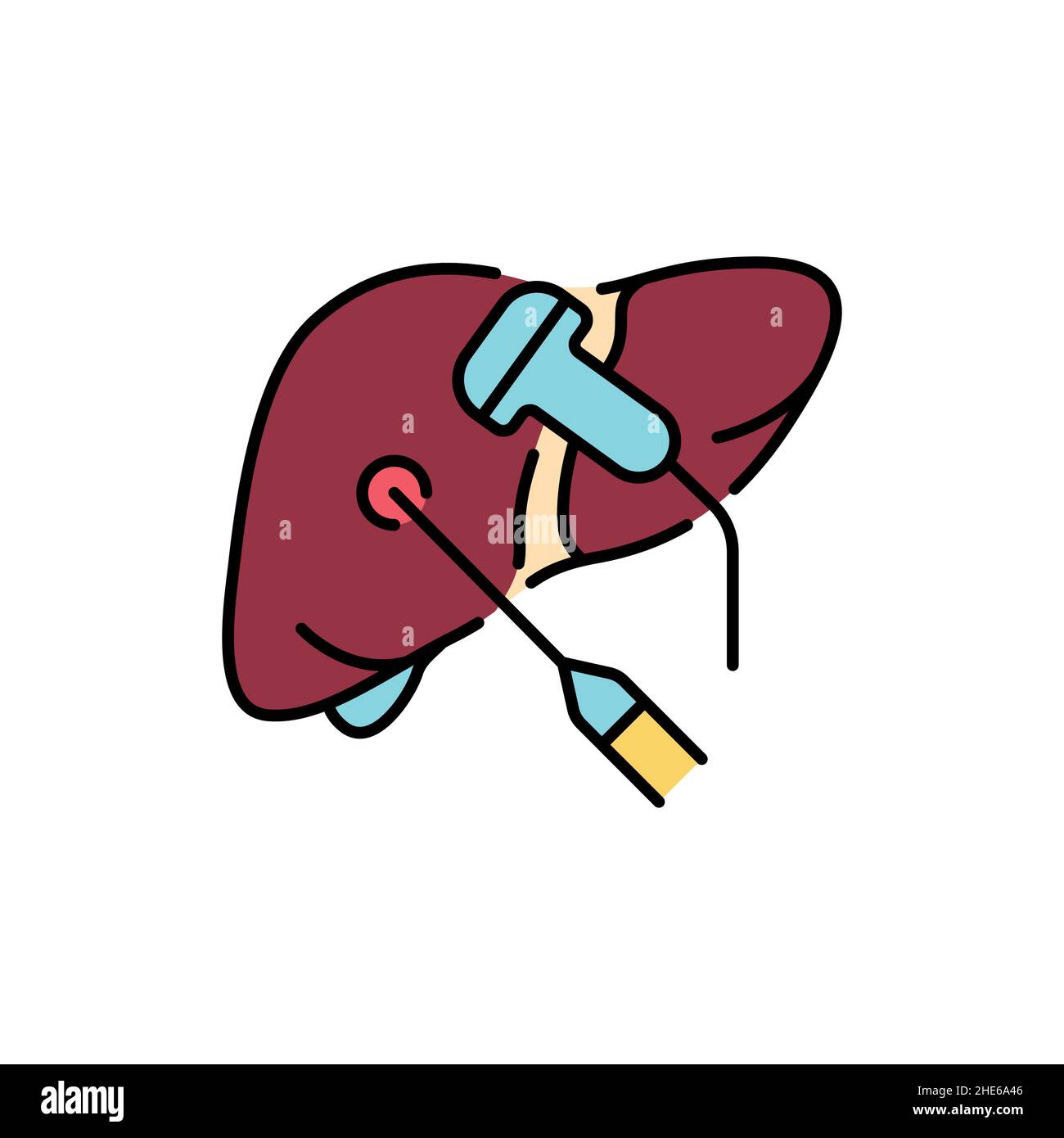 Icône de la ligne de couleur du foie pour la biopsie et l'échographie ...