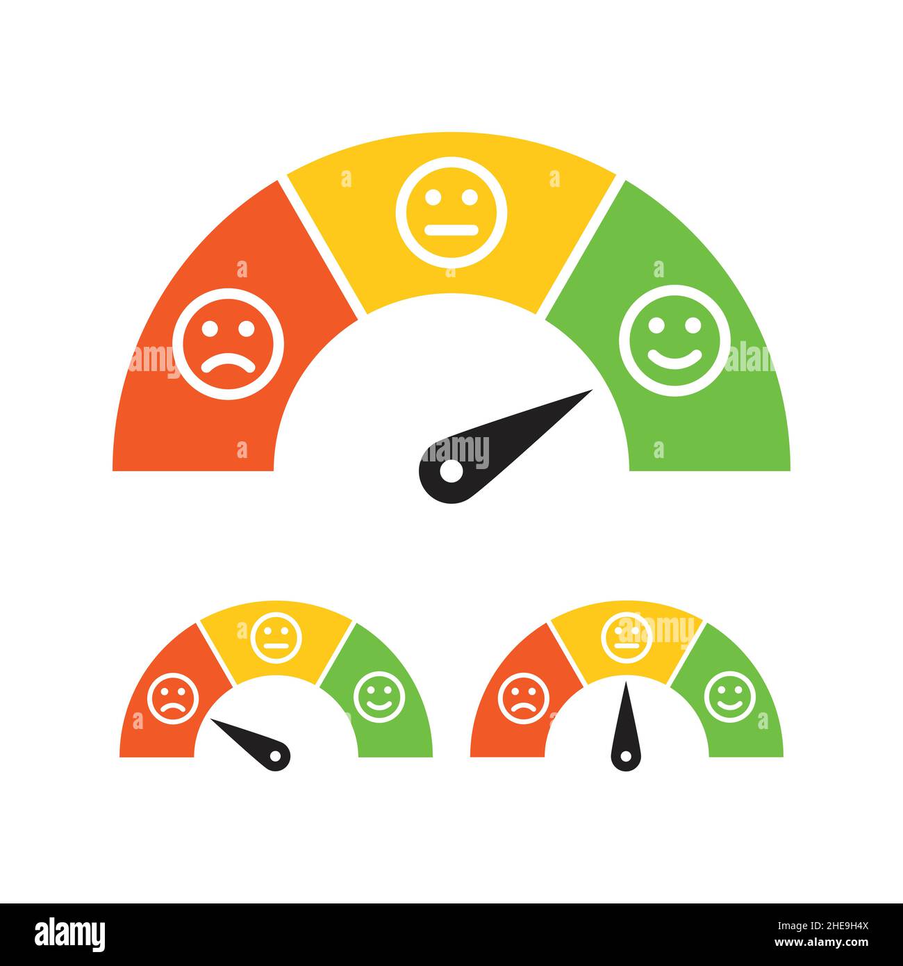 Indicateur de satisfaction client avec trois émoticônes vecteur d'icône ...