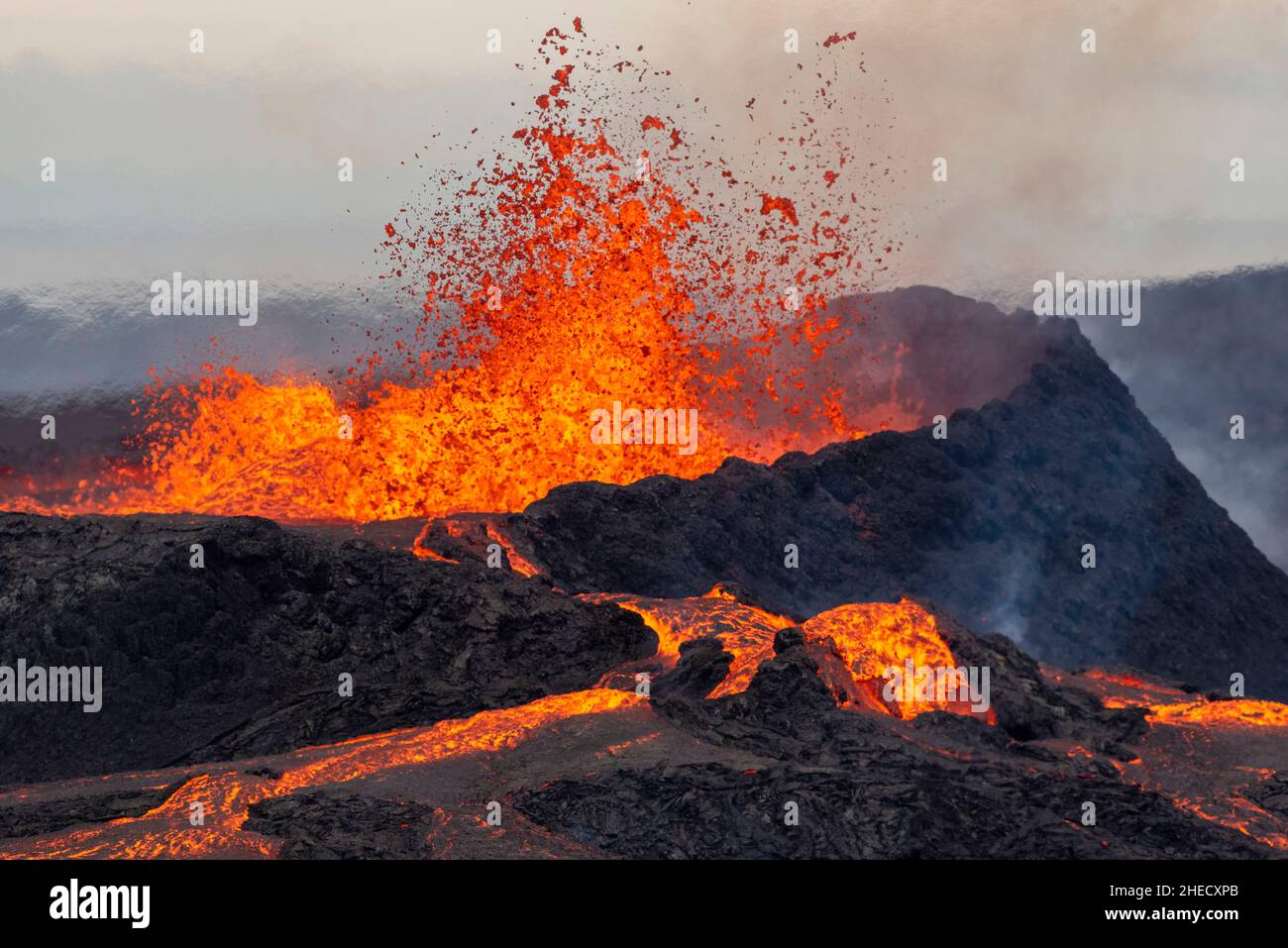 Islande, péninsule de Reykjanes, Grindavik, Fagralsfjall, système ...