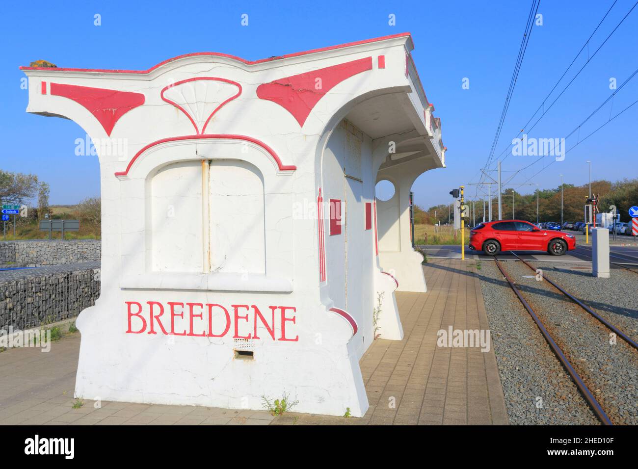 Belgique, Flandre Occidentale, Bredene, station de tramway littorale ...