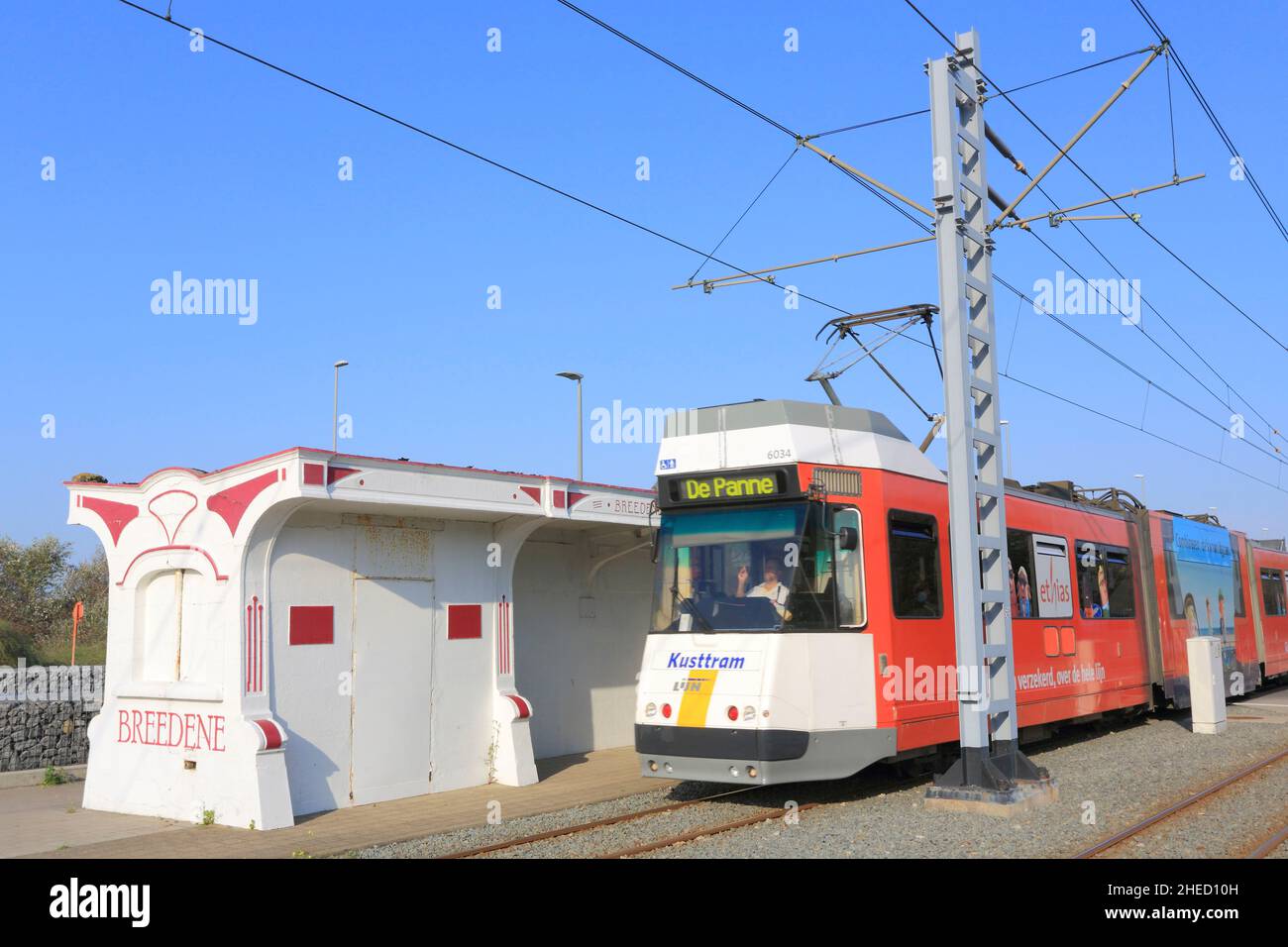 Belgique, Flandre Occidentale, Bredene, station de tramway littorale ...