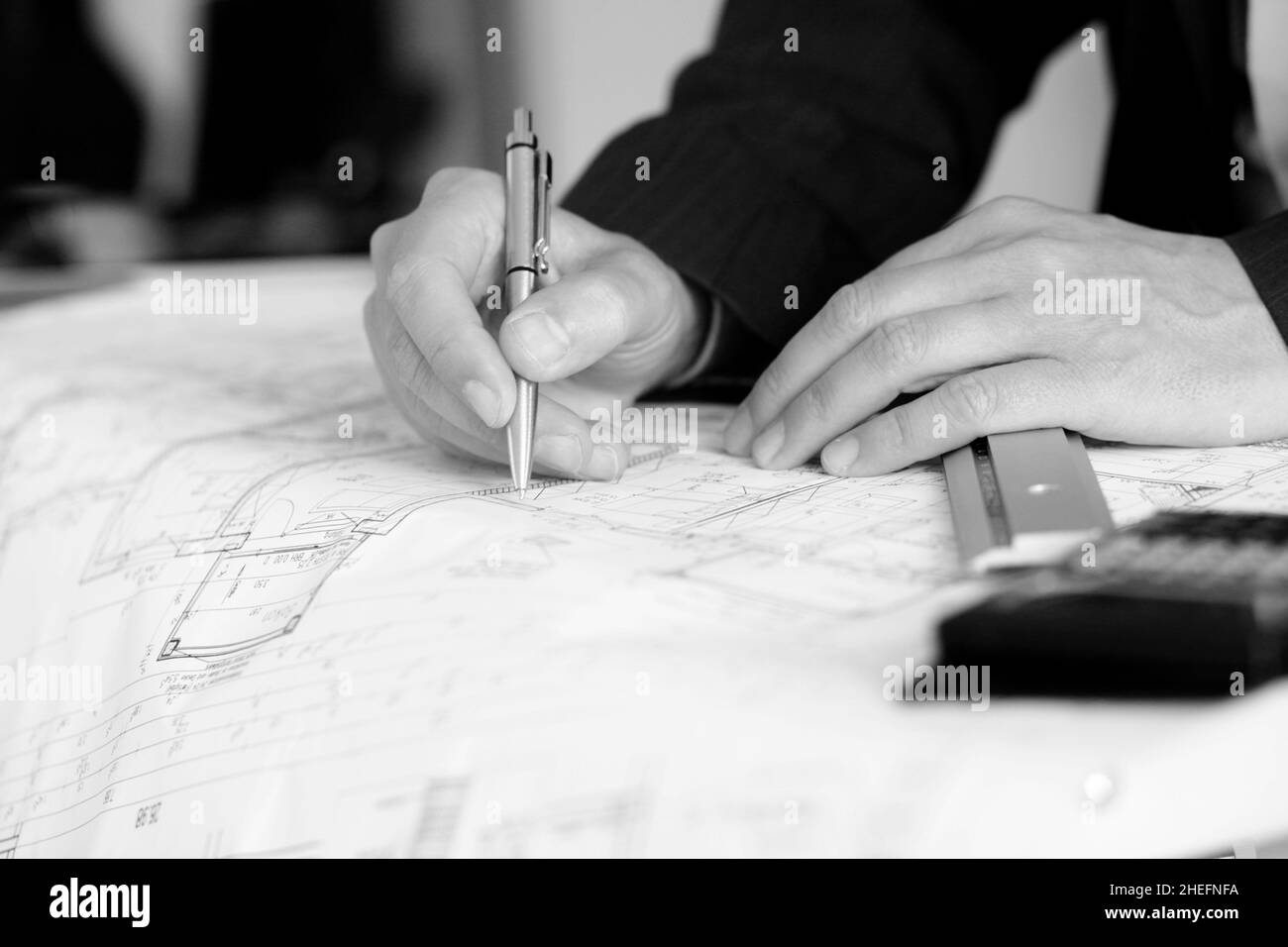 Dessin architecte Banque d'images noir et blanc - Alamy