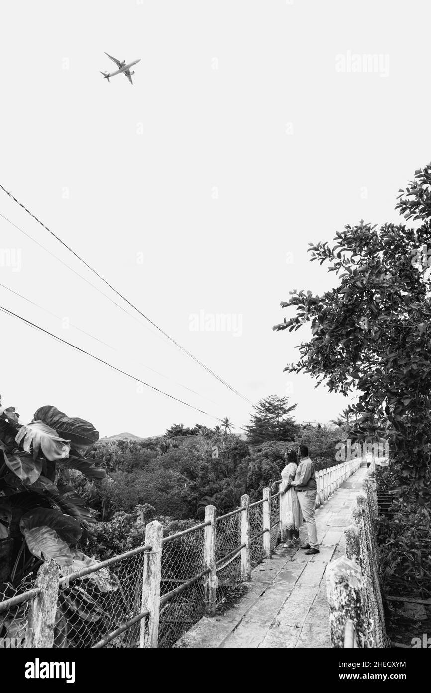 Visiter l'ile maurice Banque d'images noir et blanc - Alamy
