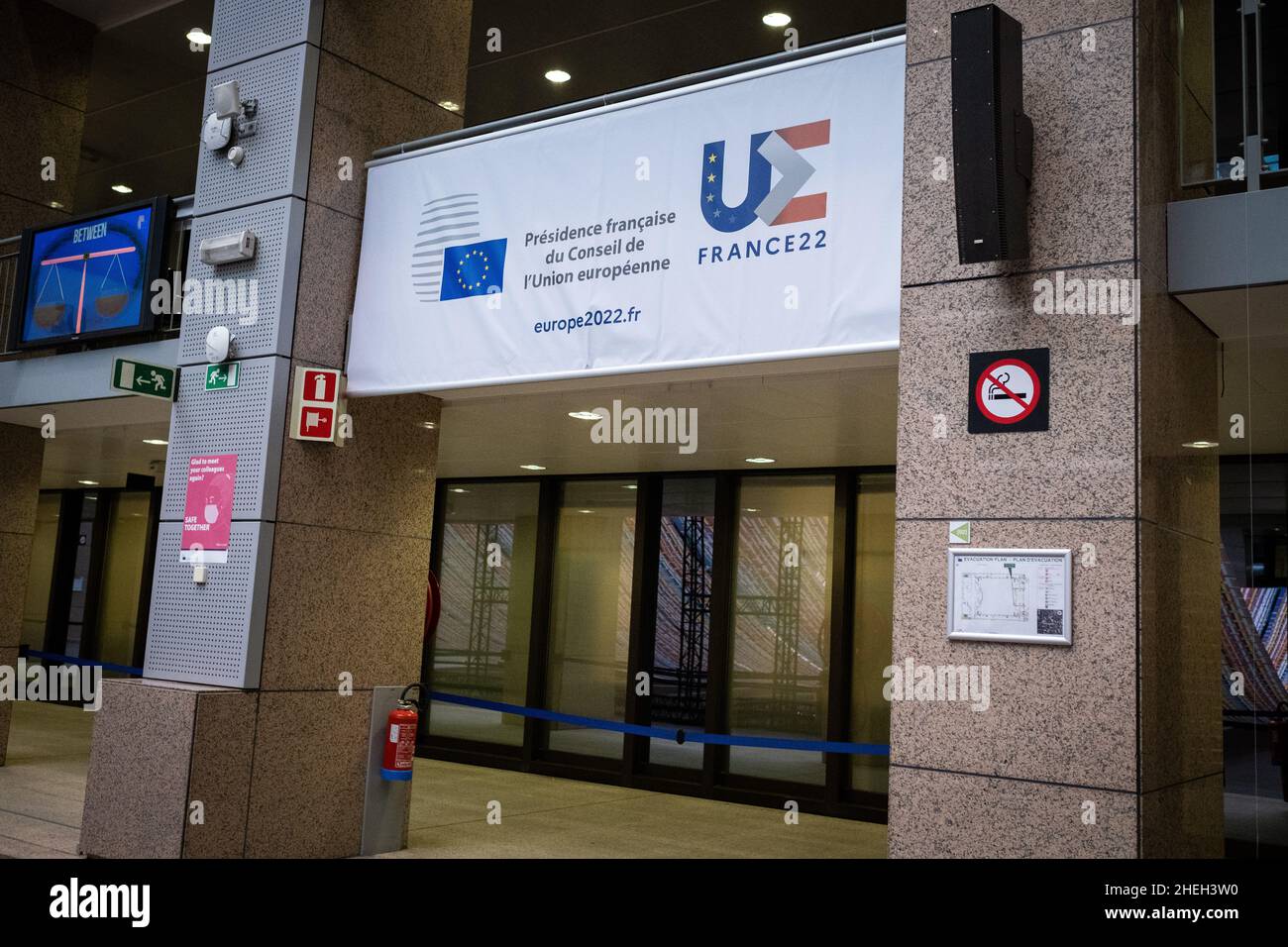 Belgique, Bruxelles, le 2022-01-10.Dans le bâtiment du Conseil européen ...