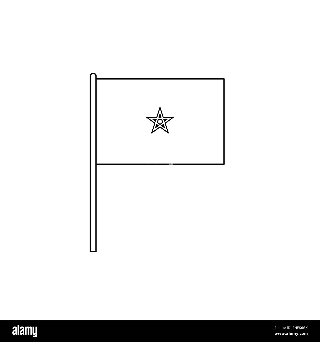 Drapeau contour noir sur du Maroc.Icône de vecteur de ligne mince Image ...