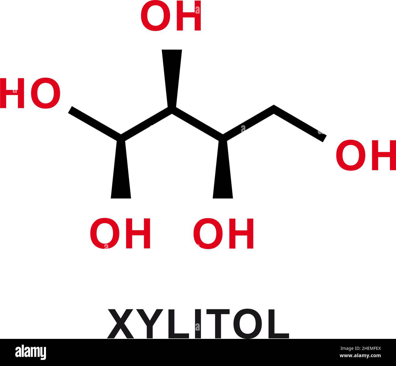 Formule chimique du xylitol.Structure moléculaire chimique du xylitol ...