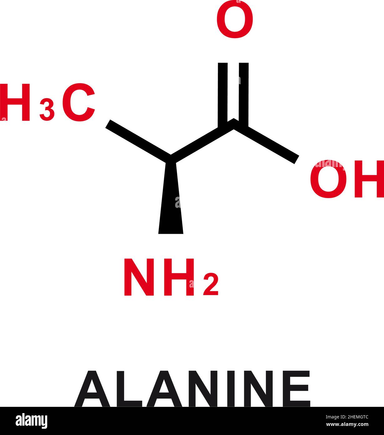 Formule chimique de l'alanine.Structure moléculaire chimique de l ...