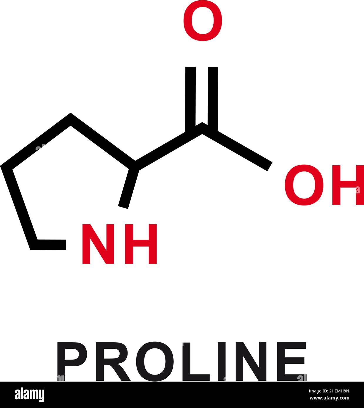 Formule chimique Proline.Structure moléculaire chimique Proline ...