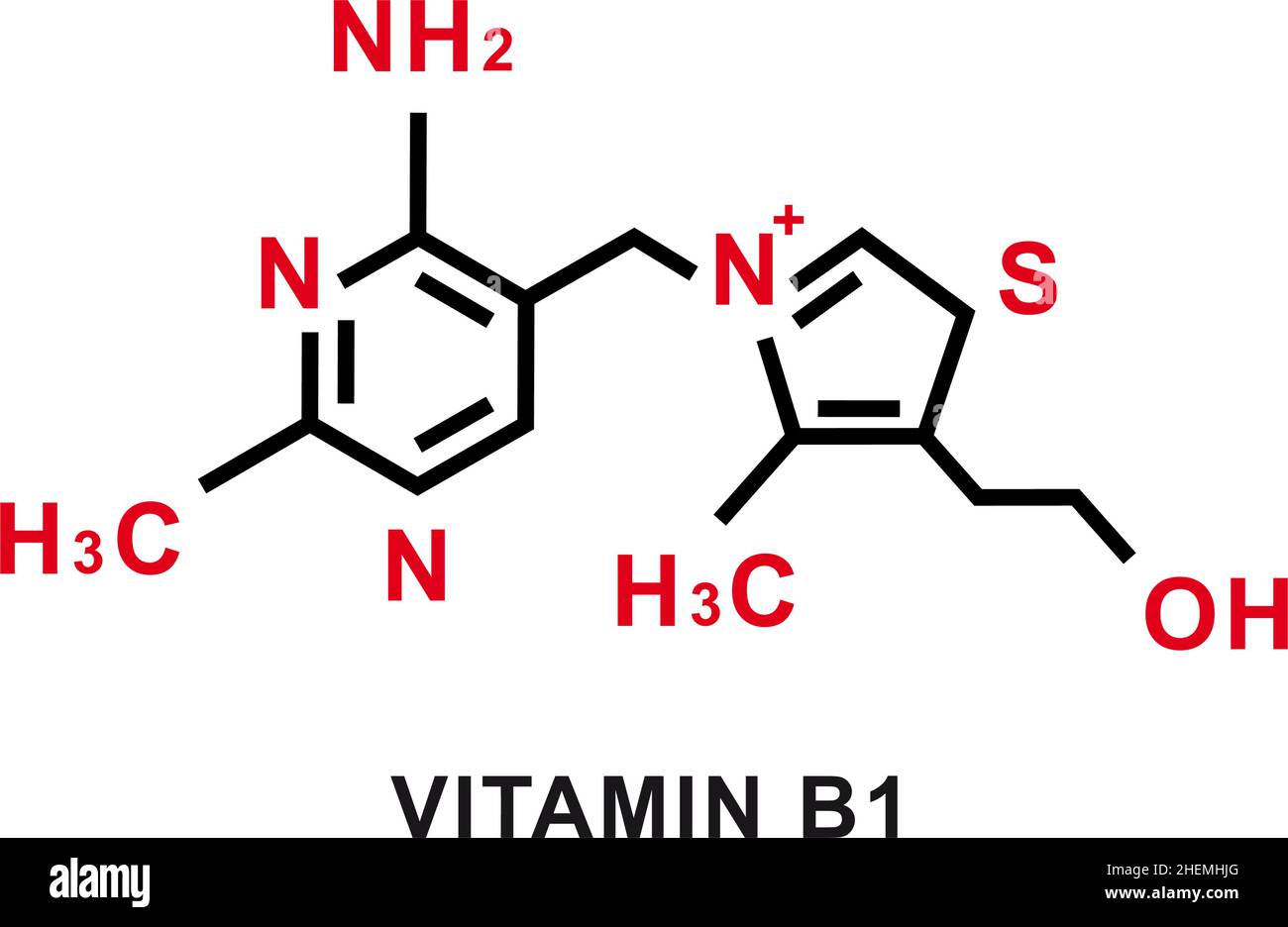 Formule chimique de la vitamine B1.Structure moléculaire chimique de la ...