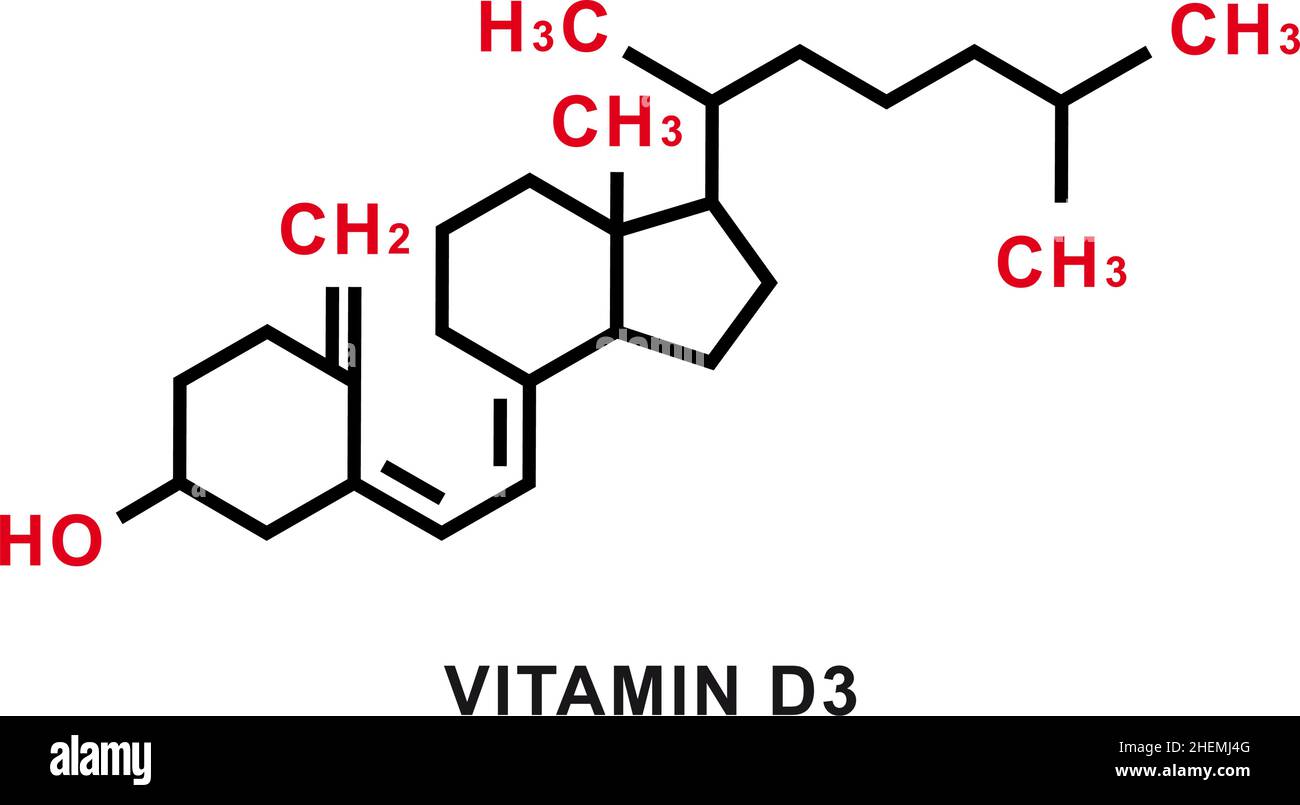 Formule chimique de la vitamine D3.Structure moléculaire chimique de la vitamine D3.Illustration ...
