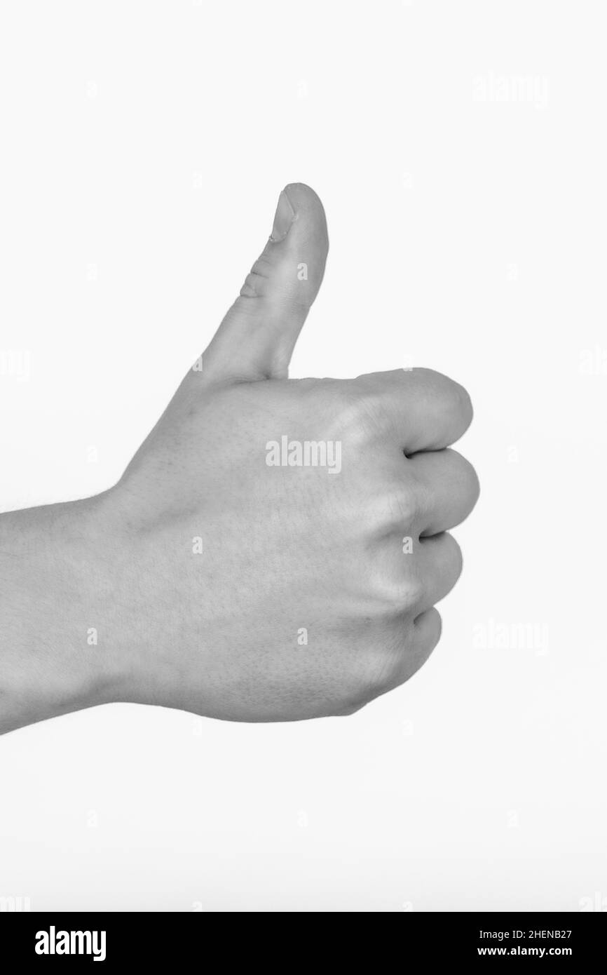 Signe du pouce levé Banque d'images noir et blanc - Alamy