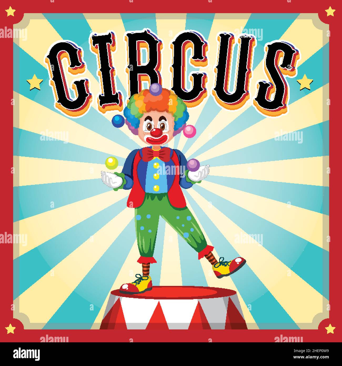 Affiche de cirque avec illustration de personnage de dessin animé clown ...