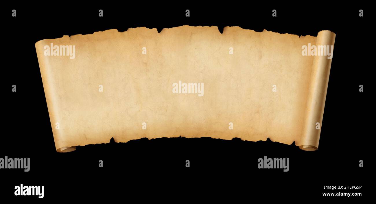 Ancienne banderole horizontale papier.Rouleau parchemin isolé sur fond ...